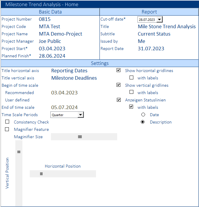 Excel Tool for Milestone Trend Analysis